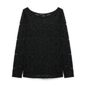 Fiorella Rubino Lang&auml;rmeliges Spitzen-T-Shirt - - Blouses & Shirts - Damen - Schwarzk - 2XL