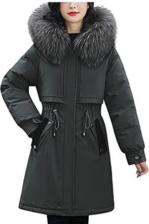 Generic Vestes pour femmes, surdimensionn&eacute;es, tendance, dense, &agrave; capuche, v&ecirc;tements dext&eacute;rieur mi-longs, manteaux &eacute;pais avec cordon de serrage et poche 2026, 