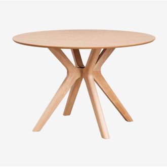 Sklum Runder Esstisch Ø120 cm aus MDF und Arnaiz-Gummibaumholzfurnier Braun Natur