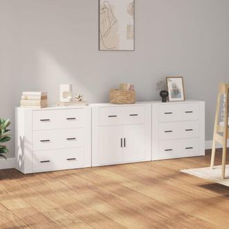 vidaXL Sideboards 3 Stk. Wei&szlig; Holzwerkstoff - Vidaxl