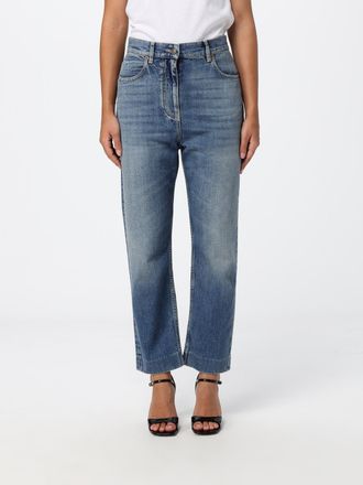 Valentino Garavani Jean droit &agrave; taille haute en denim bleu