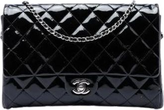 Chanel Sac bandouli&egrave;re matelass&eacute; en cuir verni Pre-owned - Femme - Pre-owned - Noir - Taille: ONE Size