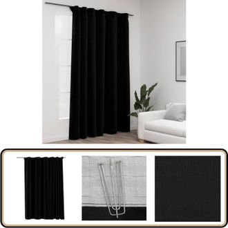 vidaXL Verdunkelungsvorh&auml;nge mit Haken Leinenoptik Schwarz 290x245cm - Verdunklungsvorh&auml;nge - Leinenlook - Schwarze Vorh&auml;nge - Wohnraumdekoration
