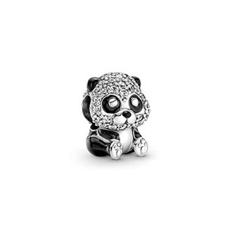 Pandora Pandora Moments Charm Panda en argent sterling avec zircones cubiques transparentes et émail noir
