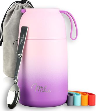 Milu Thermobeh&auml;lter f&uuml;r Essen 650ml, Edelstahl, Thermo Lunchbox, Suppenbeh&auml;lter to go, Thermobox, Thermodose zum Warmhalten Suppen, Babybrei, Speisebeh&auml;lte