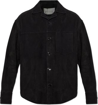 Ami Wildlederhemd mit langen &Auml;rmeln - - Shirts - Herren - Schwarzk - L
