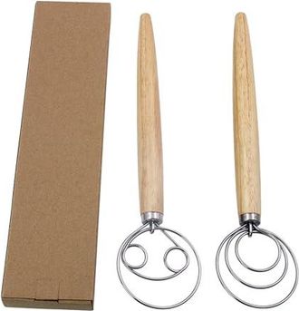 Generic Bread Broom - Coom &agrave; Levure Naturelle, Balai De Cuisine En Acier Inoxydable 2x Pour M&eacute;lange Avec Poign&eacute;e En Bois | Outils De P&acirc;tisserie Et Boulangerie