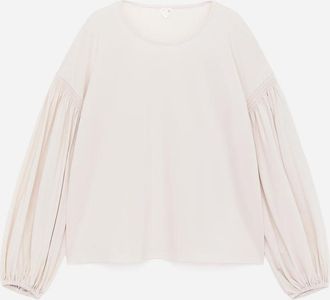 Arket Baumwollbluse Mit Ballon&auml;rmeln -Beige