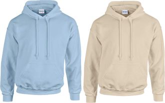 Gildan Herren Kapuzenpullover Adult 50/50. Hooded Sweat/18500, Einfarbig (XXL, 1x Light Blue + 1x Sand + 1x HL Kauf Notizblock)