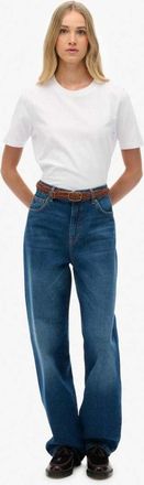 Superdry Jean ample en coton &agrave; taille haute - Indigo denim fonc&eacute;-Bleu