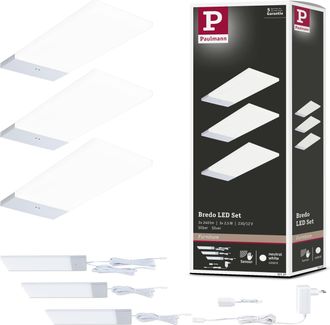 Paulmann 92122 LED Unterschrankleuchte Bredo inkl. Näherungsensor 3er-Set 4000K 2,5W 80x190mm 180lm Silber Möbelaufbauleuchte