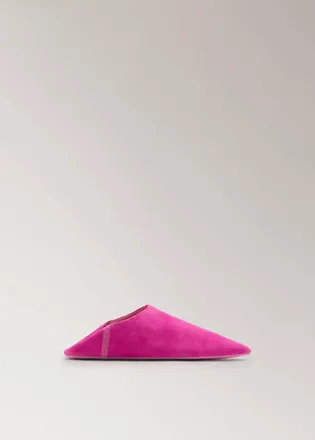 Mango Sabots en cuir d&eacute;tail couture fuchsia - Femme - 36 - MANGO