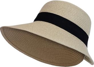 Trespass Payne Chapeau de soleil pour femme - Chapeau de soleil en paille &agrave; large bord, chapeau de soleil pour femme avec d&eacute;tails ruban, chapeau de soleil pour