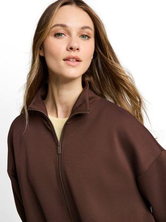 Tom Tailor Sweatjacke mit Rei&szlig;vershcluss und Stehkragen / Viskose-Stretch