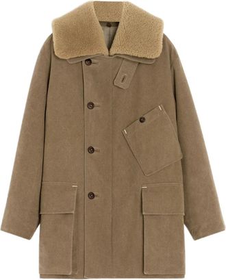 Christophe Lemaire parka à col en peau lainée - Tons neutres