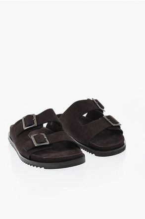 Corneliani Suede Slides with Double Buckle size 40,5