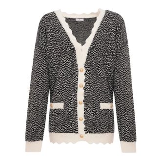 Fracomina Cardigan Over en maille jacquard - Femme - Pulls - Gris - Taille: 36 FR