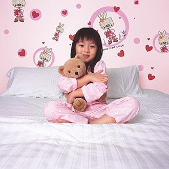 Komar Deco-Sticker MON PETIT COEUR | 50 x 70 cm | Wandtattoo, Wandbild, Wandsticker, Wandaufkleber, Walltattoo, Herz, Hase, Mädchen, Kreise, Tier | 17000h