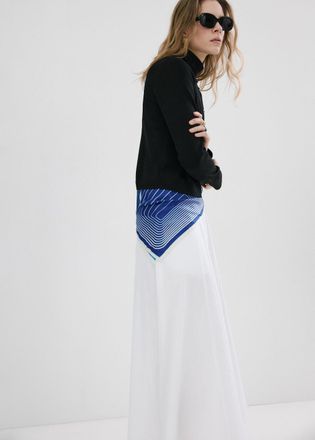 Mango Mouchoir satin&eacute; &agrave; carreaux bleu - Femme - Taille unique - MANGO