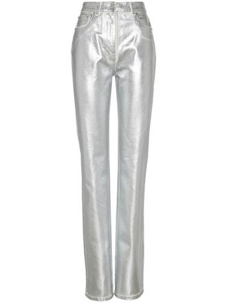 Ferragamo pantalon droit &agrave; fini m&eacute;tallis&eacute; - Argent