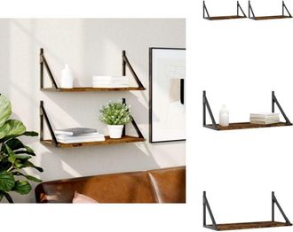 vidaXL Vidaxl - tagères murales 2pcs chêne fumé 60x25x25,5cm bois dingénierie - Etagere Murale - Étagères Murales - Étagère Flottante - Rangement Mural