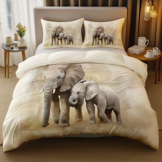 Generic Bettbezug Sets Warm Afrika Tiere f&uuml;r Teenager Erwachsener, Bettw&auml;sche Set 135 x 200 cm mit 2 Kissenbez&uuml;gen 80 x 80 cm, Ultraweicher Mikrofaser Steppde