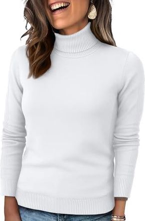 Generic Pull Femme Hiver Chaud col Montant Mode Ample Sweatshirts Couleur Unie Pull Femme Chic et El&eacute;gant D&eacute;contract&eacute; Manche Longue Jumper Tops Blanc