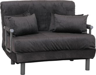 Mendler Schlafsessel HWC-K29, Klappsessel Schlafsofa Gästebett, Liegefläche 190x100cm, Stoff Chenille (370g/m²) - dunkelgrau