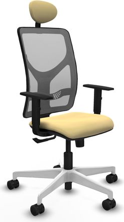 Piqueras y Crespo Stuhl mit R&uuml;ckenlehne und Armlehnen, h&ouml;henverstellbare Lendenwirbelst&uuml;tze und festes Kopfteil, ausgestattet mit Sincro 3 Positionen und Schneideschaum