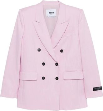 Msgm Msgm, Femme, Vestes, Rose, Taille: 38 FR Veste crois&eacute;e &agrave; revers crant&eacute;s