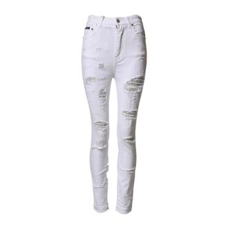 Dolce & Gabbana Distressed High Waist Denim Jeans - - Jeans - Damen - Wei&szlig; - S