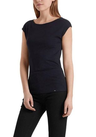 Marc Cain T-Shirt Collection Essential Premium Damenmode Basic-Shirt mit weitem Ausschnitt