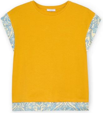 Motivi Femme, Tops, Jaune, Taille: 36 FR T-shirt avec bords imprimés