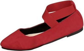 Generic Chaussures plates confortables et d&eacute;contract&eacute;es pour femme, couleur unie, &eacute;l&eacute;gantes, classiques, l&eacute;g&egrave;res, sangles de cheville &eacute;lastiques, ballerines, 