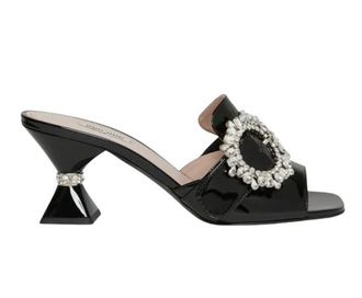 Miu Miu Crystal Embellished Black Mules Size 36