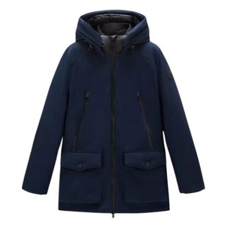 Woolrich Soft Shell Parka Melton Blau - - Jackets - Herren - Blau - M