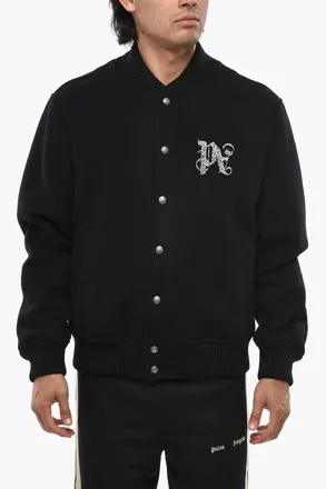 Palm Angels Nylon and Virgin Wool Varsity Jacket With Logo Buttons Palm Angels
