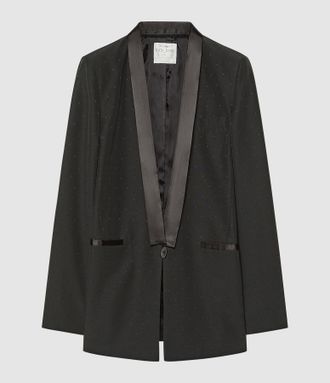 Forte_Forte Veste Vi/Wo Pois Jacquard Satin Collar Tuxedo Nero
