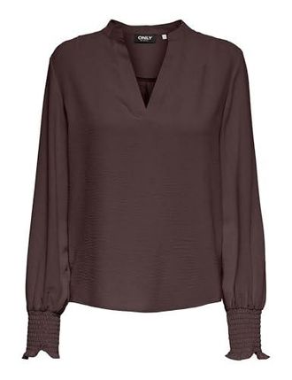 Only Neck Onlmette T-Shirt à col en V Ls Smock Top Noos WVN, Chocolat, M Femmes