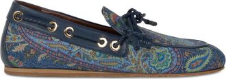 Etro Femme, Chaussures, Multicolore, Taille: 38 EU Mocassins Bateau en Denim avec Motif Paisley Feuillu