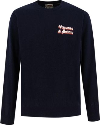 MC2 Saint Barth Homme, Pulls, Bleu, Taille: S Pull côtelé avec Logo Brodé