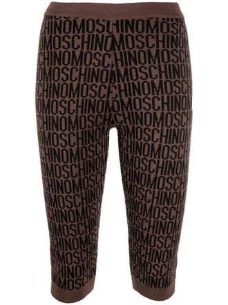 Moschino legging &agrave; motif monogramm&eacute; - Marron