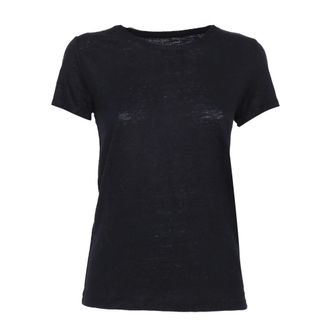 Majestic Filatures T-Shirt mit Rundhalsausschnitt und kurzen &Auml;rmeln - - Tops - Damen - Blau - L