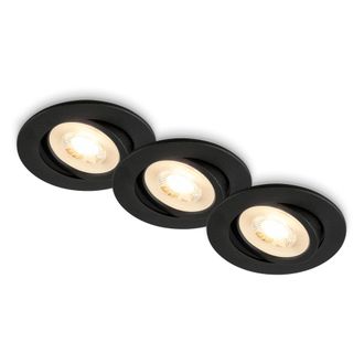 Briloner 3er Set LED Einbaustrahler 230V flach, schwenkbar, warmwei&szlig;es Licht, LED Spot, flach, Deckenspots, Spots 230V, Einbauleuchten, Einbauspots, 68mm Lochm