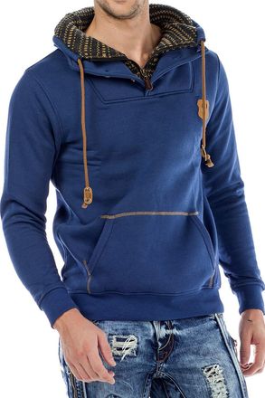 Cipo & Baxx Herren Hoodie Sweatshirt C44200 Indigo - Stylischer Pullover im Casual Streetwear Look mit Kapuze & Kängurutasche - Bequemes Oberteil für Alltag & Fre
