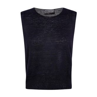 Cortana Rinen Leinenweste - - Tops - Damen - Blau - S