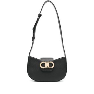 Ferragamo Schwarze Schultertasche mit Umschlag - - Bags - Damen - Schwarzk - ONE SIZE
