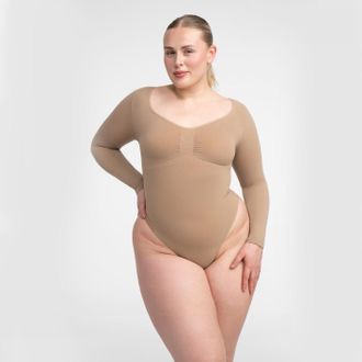 creamy fabrics Bodysuit Sculpting Shapewear Longsleeve mit String