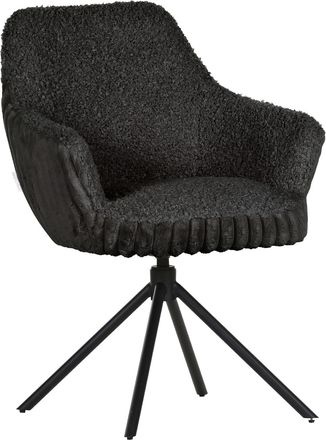 home24 Armlehnstuhl, Schwarz, Dunkelgrau, Metall, Textil, eckig, 65x68x90 cm, Stoffauswahl, Sitzfl&auml;che 360&deg; drehbar, inklusive Armlehnen, automatische R&uuml;ckho