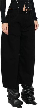 The Attico Femme, Jeans, Noir, Taille: W27 Pantalon Denim Cropped Jambe Large